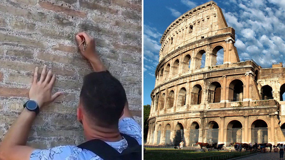 Coliseo deformado: Italia a la caza del turista que lo vandalizó