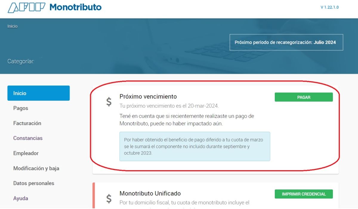 Monotributo: Cómo pagarle a AFIP la prórroga del impuesto 2023