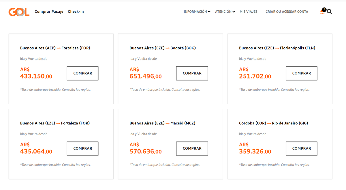 Hot Sale: GOL lanzó pasajes a precio low cost a Brasil