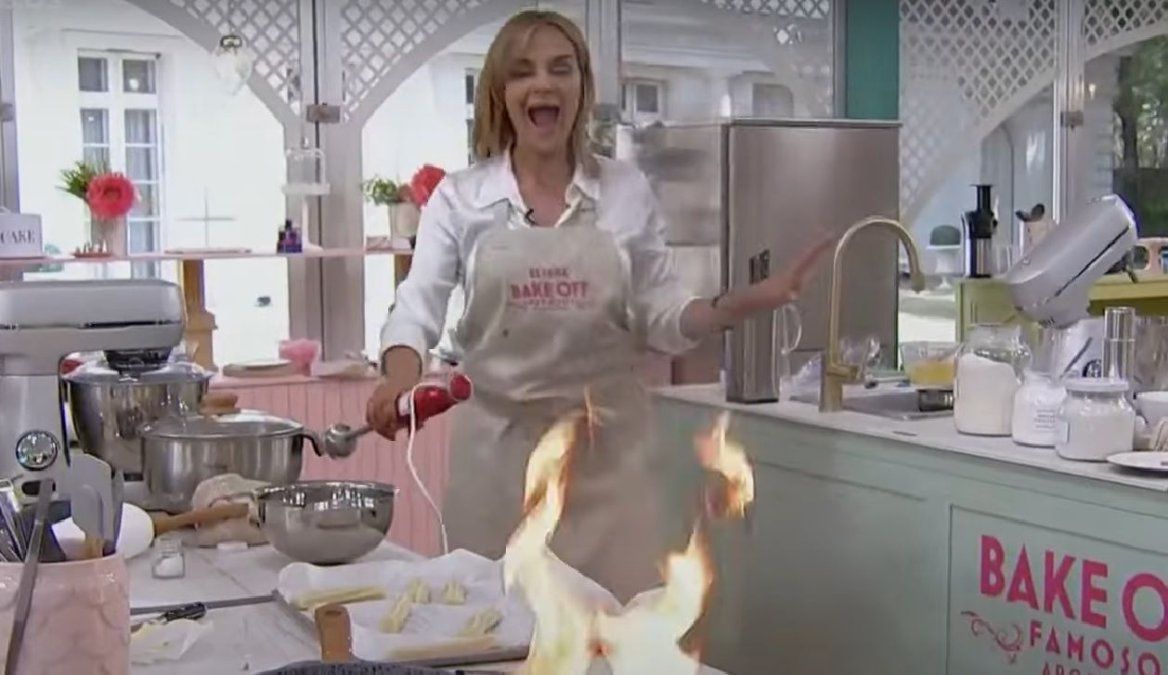 Explosión y caos en Bake Off Famosos: Eliana Guercio incendió la cocina