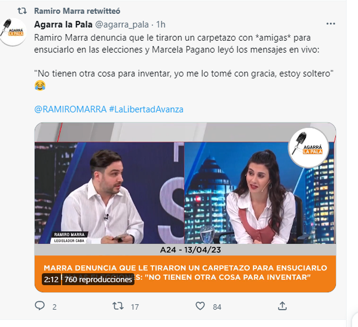 Supuesto video: Ramiro Marra contra medio vinculado a la AFI