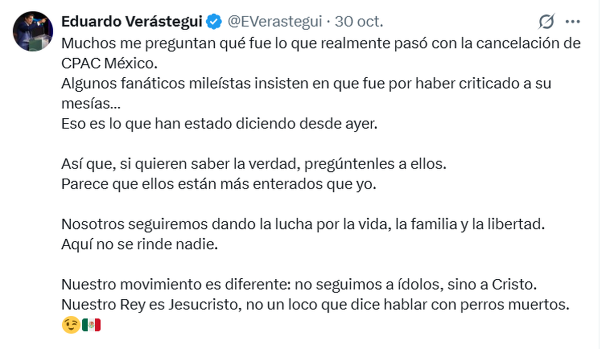 Líder de ultraderecha embistió contra Milei y suspenden la CPAC México