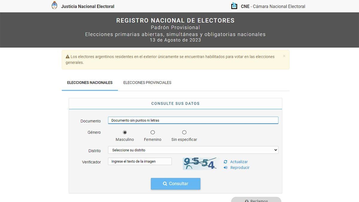 Padrón electoral provisorio: Último día para reclamos