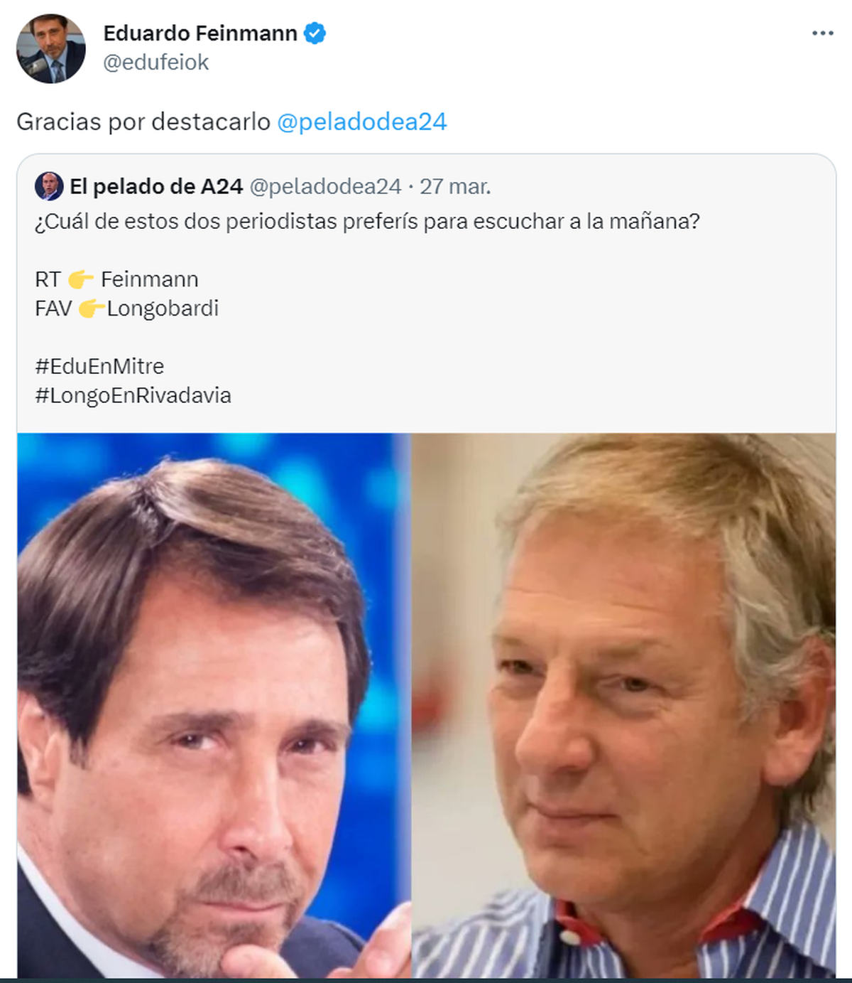 Eduardo Feinmann la picó contra Marcelo Longobardi