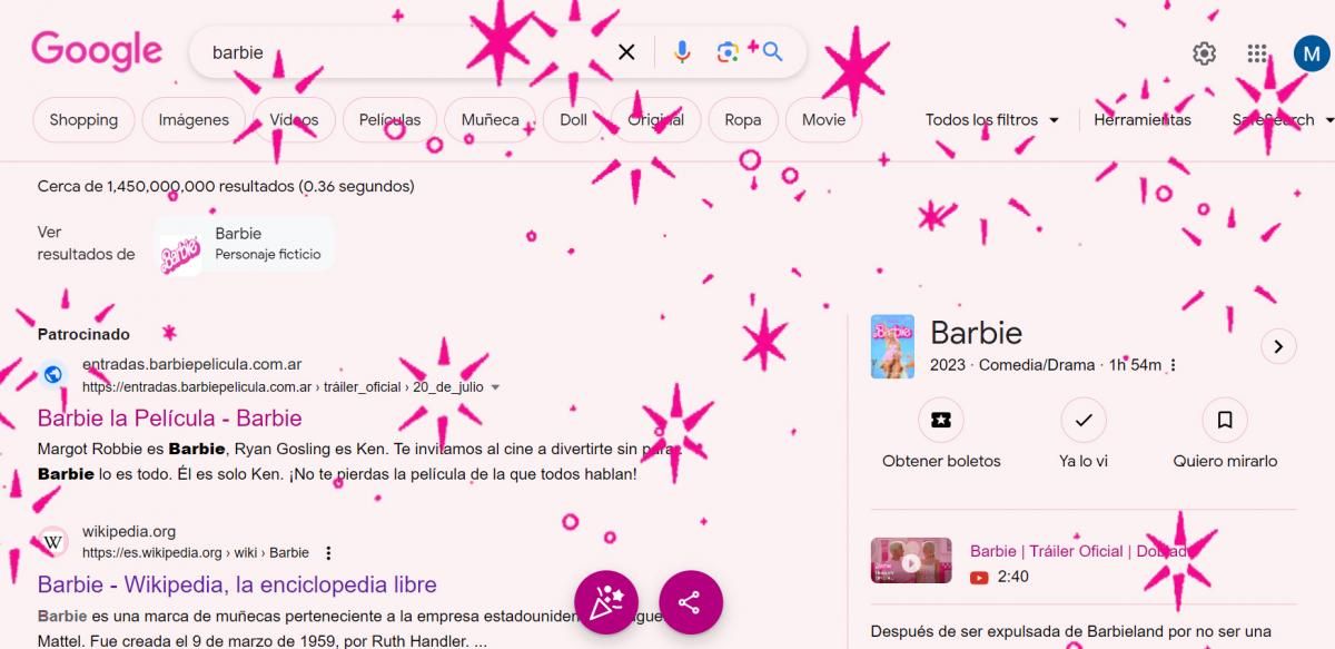 Barbie: Esto es lo que pasa si buscás la palabra en Google