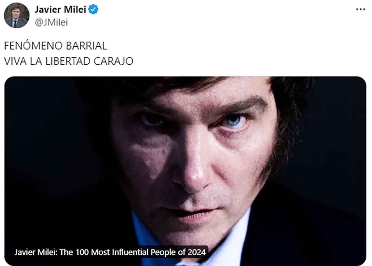 Fenómeno barrial: Milei celebró estar entre los 100 más influyentes de TIME