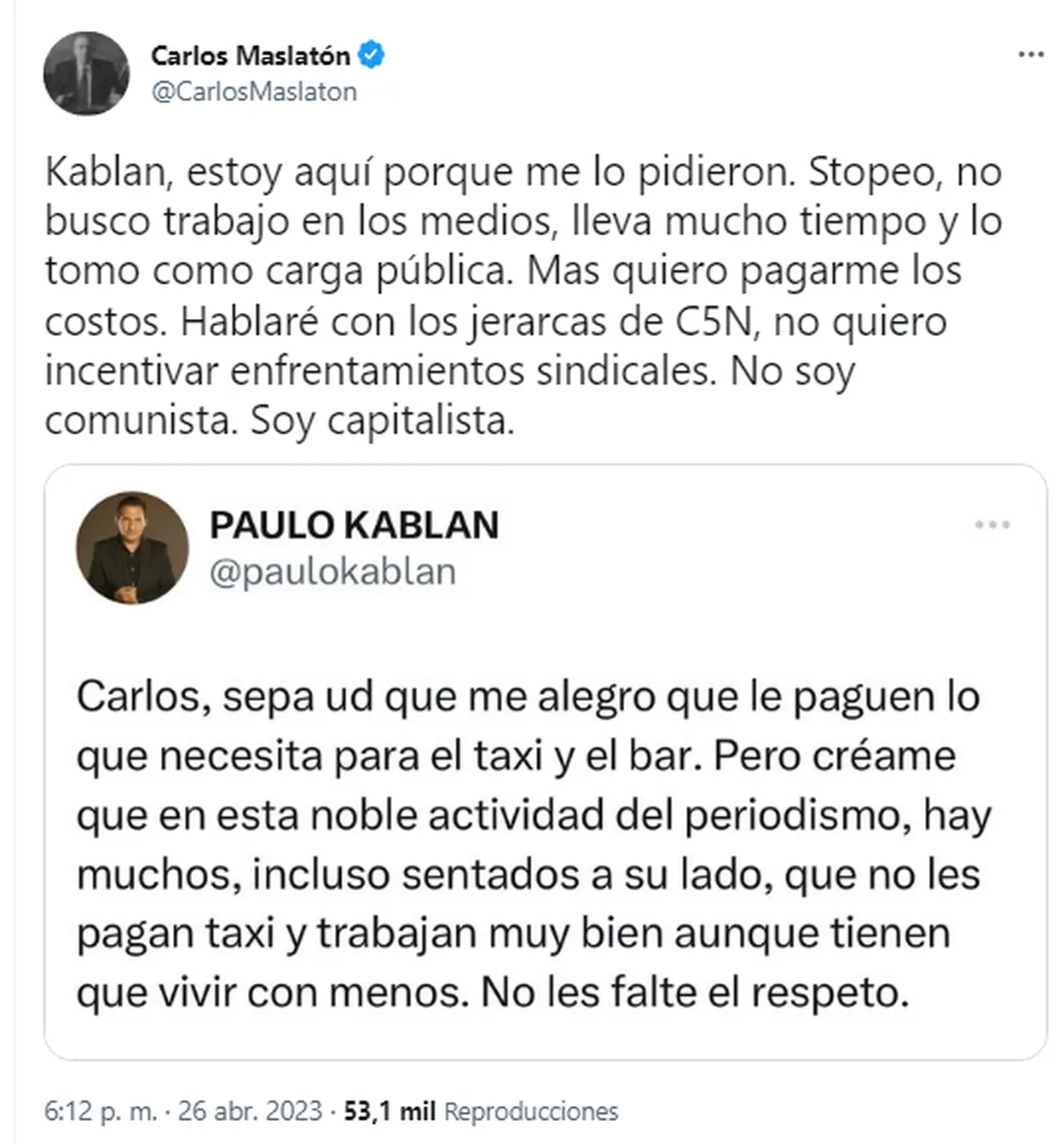 Interna en C5N por Carlos Maslatón: Si quieren, me voy
