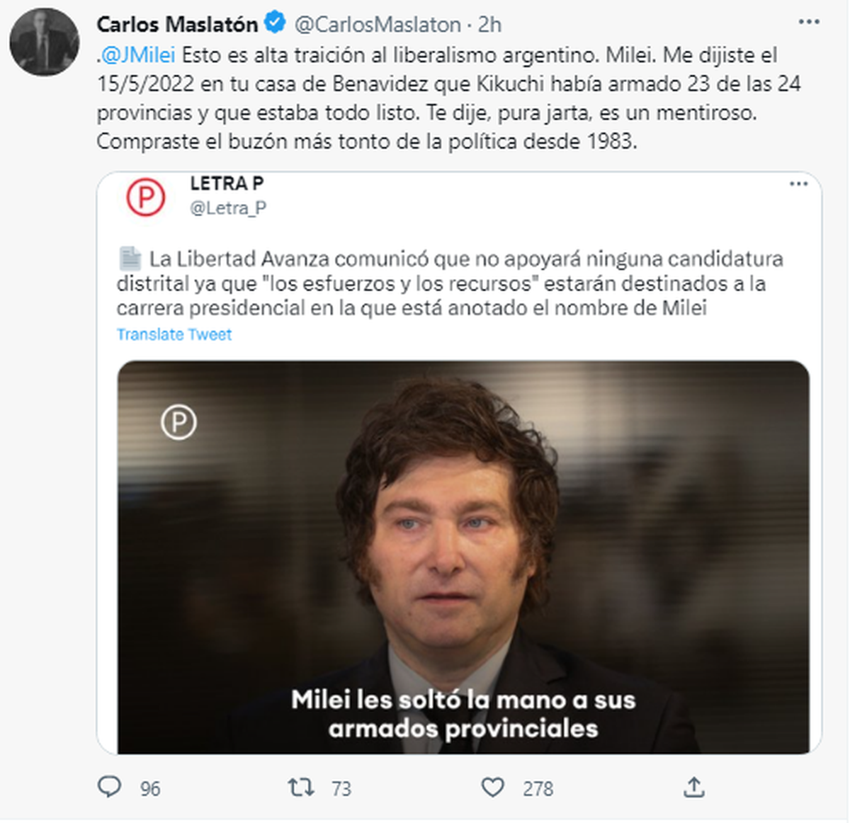 Javier Milei mintió o lo estafaron: Carlos Maslatón arde