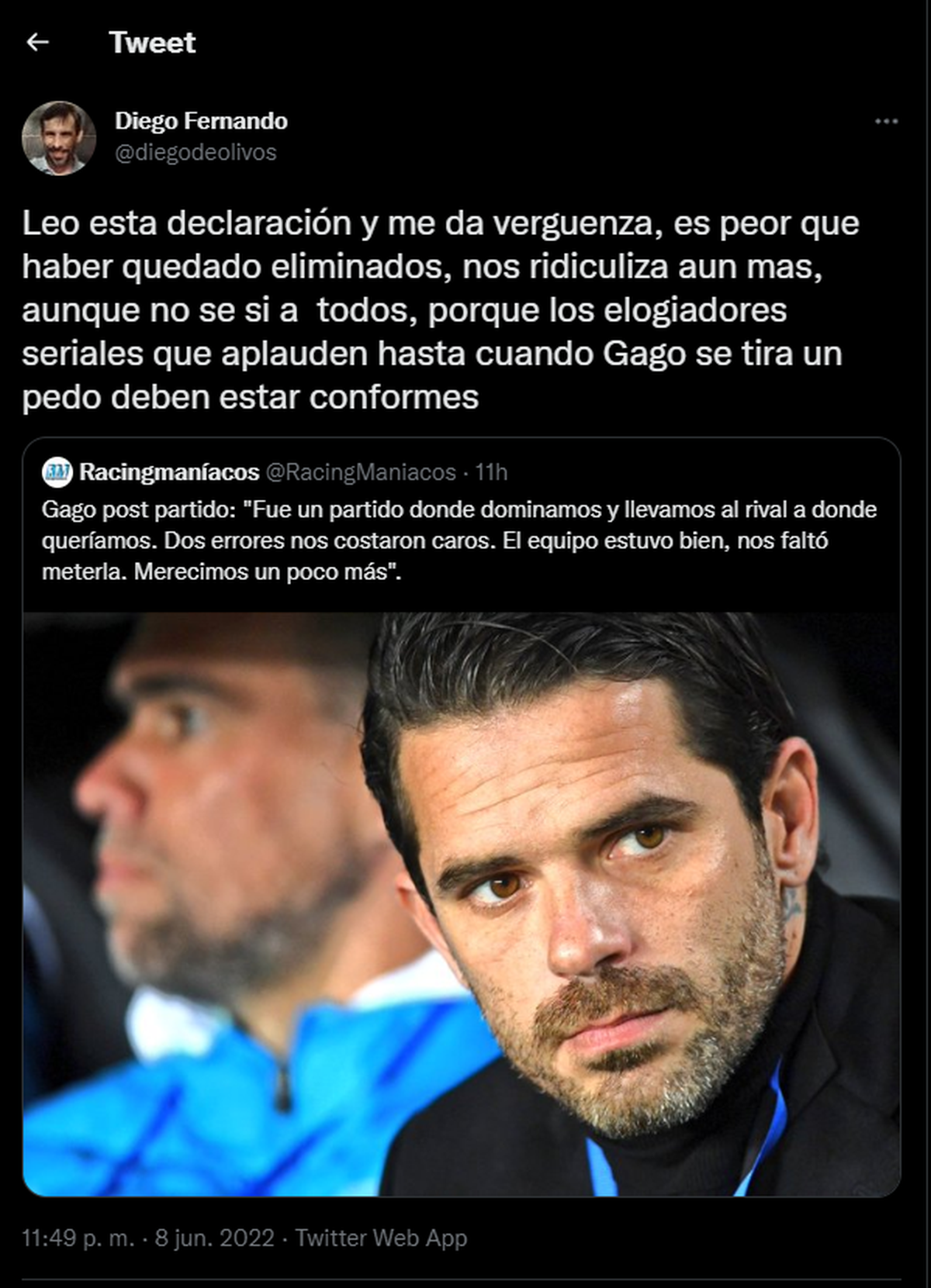 Fernando Gago sufrió los memes tras el papelón de Racing