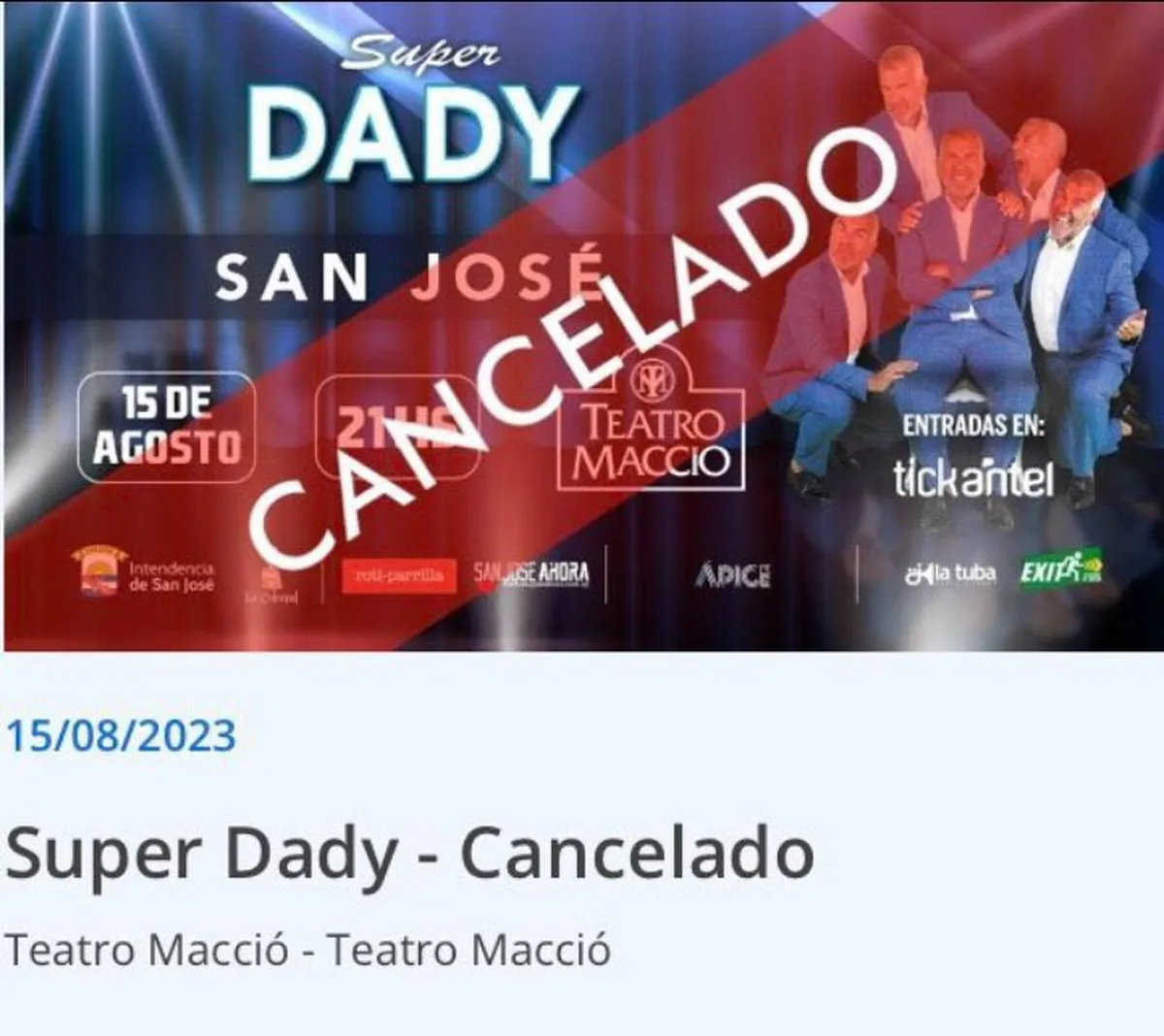 Tensión en Uruguay con Dady Brieva y tuvo que cancelar show