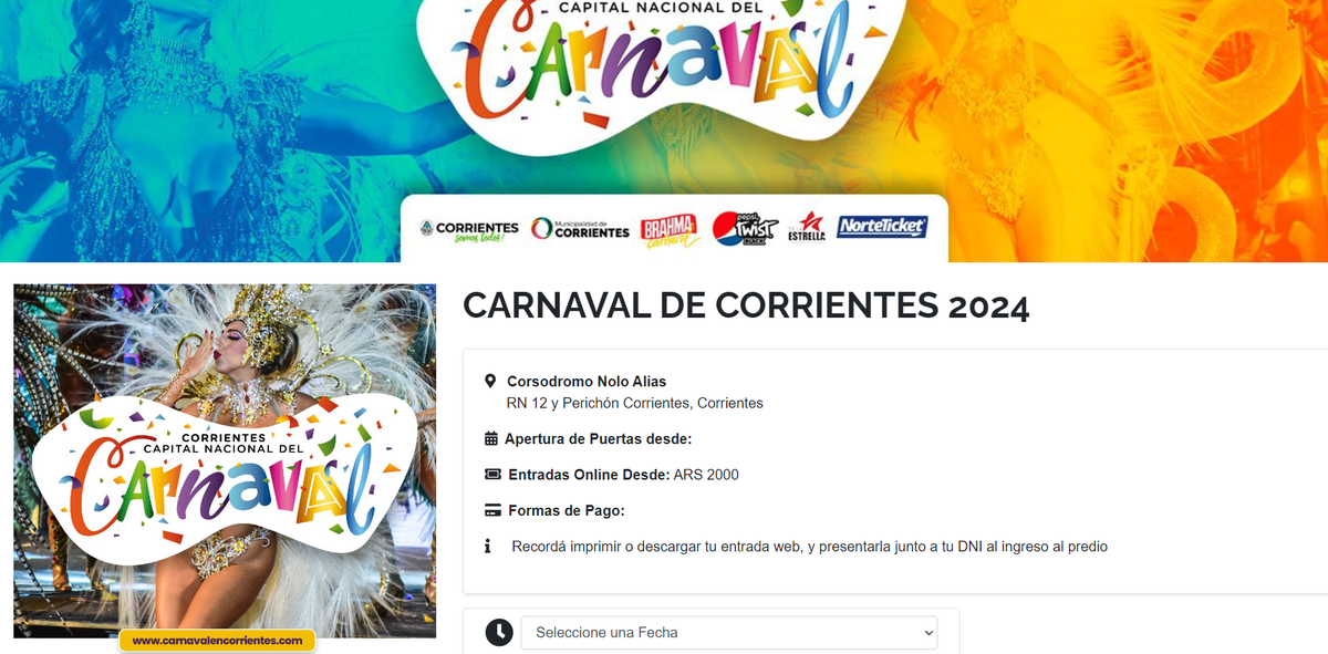 Carnaval de Corrientes: Lanzan entradas a precio promocional