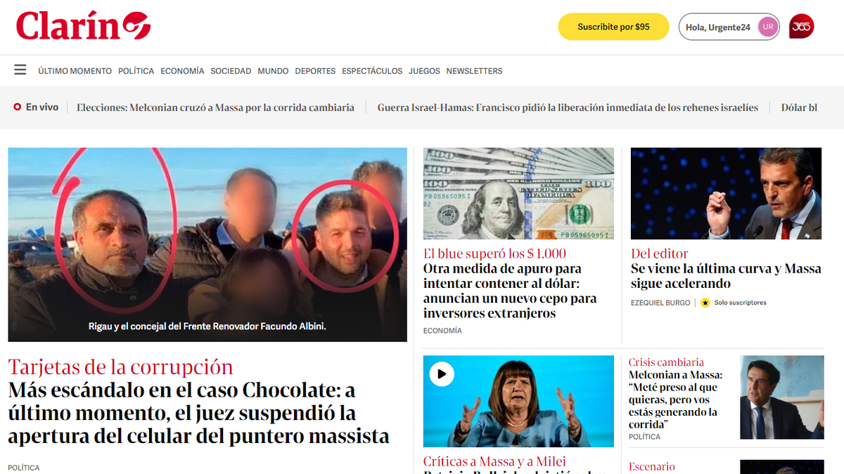 Chocolate: Enojo de Clarín, que lo llama puntero massista