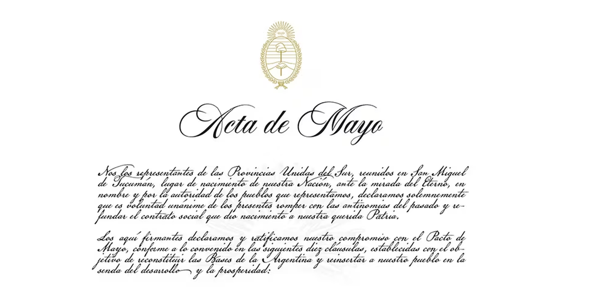 El Pacto ahora es Acta de Mayo, con nueva fecha por la Copa América y ...