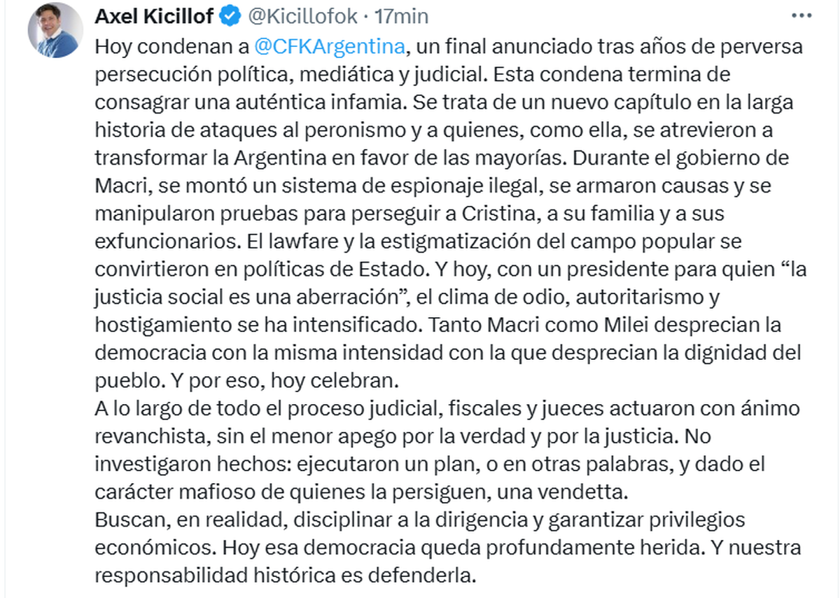 La Corte confirmó la condena a CFK: 6 años de prisión e inhabilitación